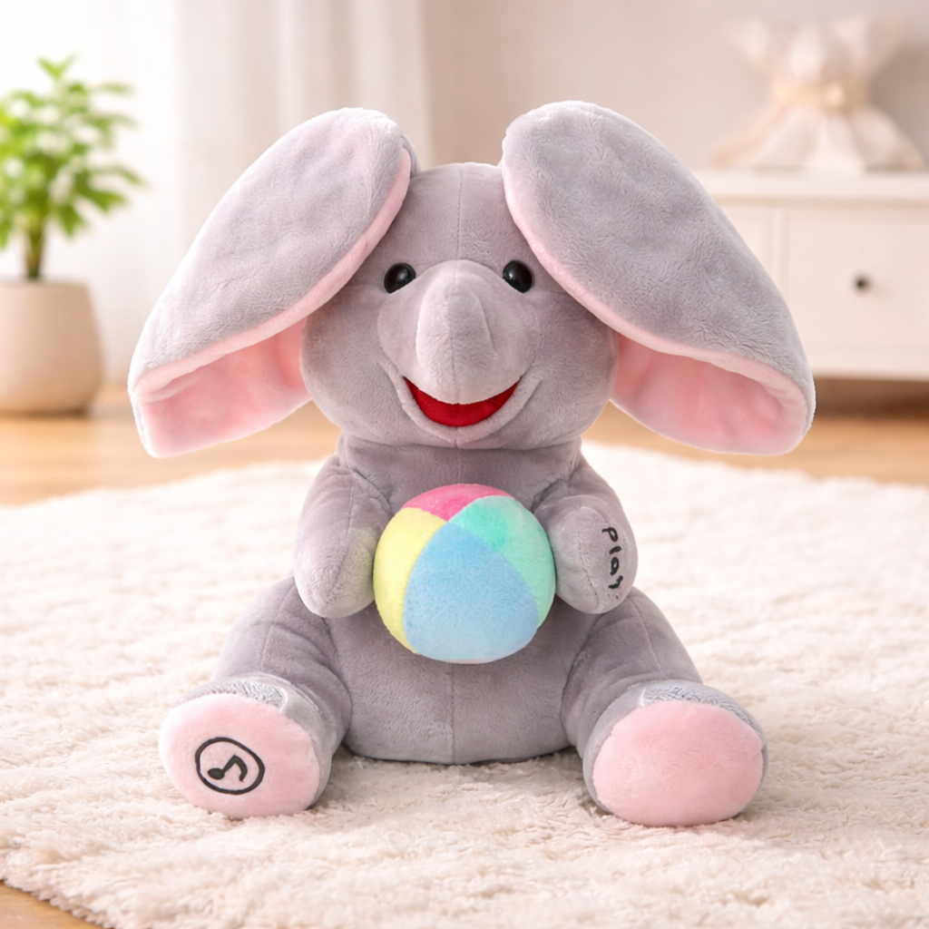 🐘 Animated Plush Elephant with Moving Ears – Mimiboy